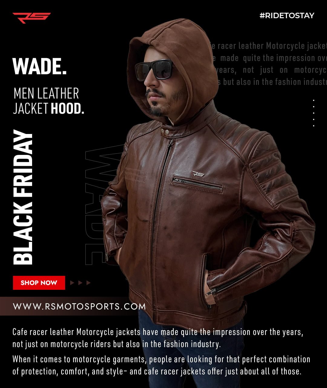 WADE MOTORCYCLE LEATHER JACKET FOR MEN - RS Motosports